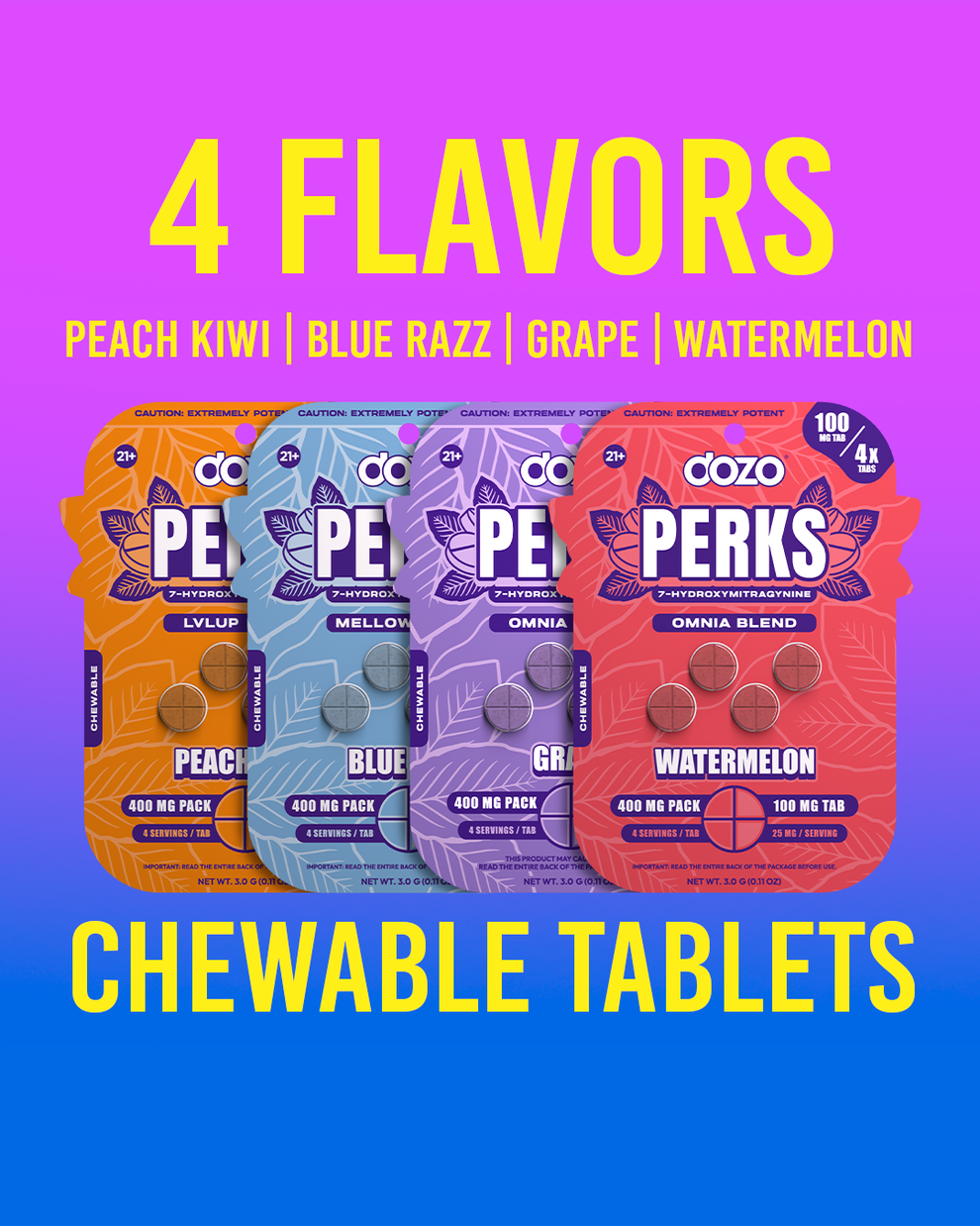 Dozo PERKS 7-OH 100mg 4ct | 400mg per Pack | $0.08 per MG | $34.97 per ...