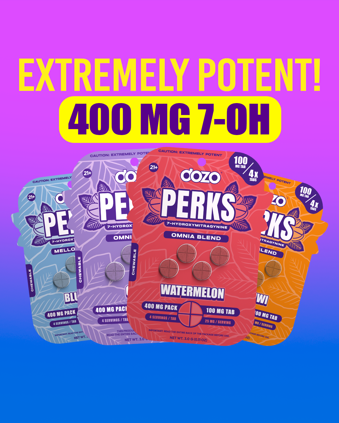 Dozo PERKS 7-OH 100mg 4ct | 400mg per Pack | $0.08 per MG | $34.97 per ...